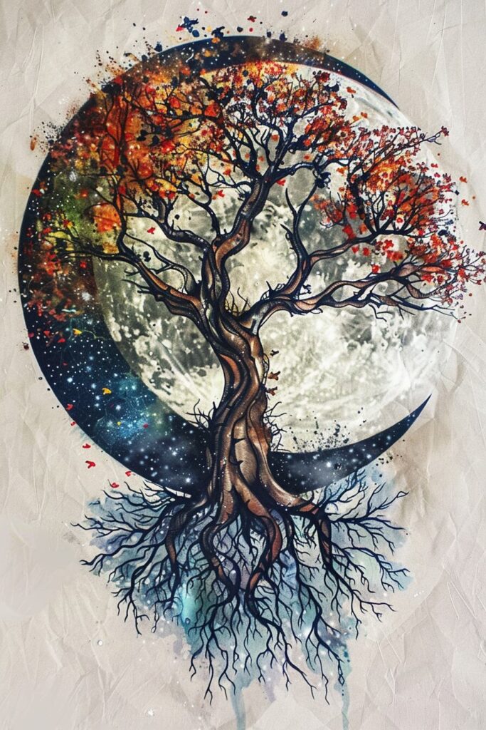 90 Unique Tree of Life Tattoo Stencil Designs & Their Meanings ...