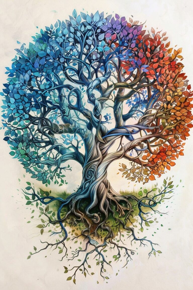 90 Unique Tree of Life Tattoo Stencil Designs & Their Meanings ...