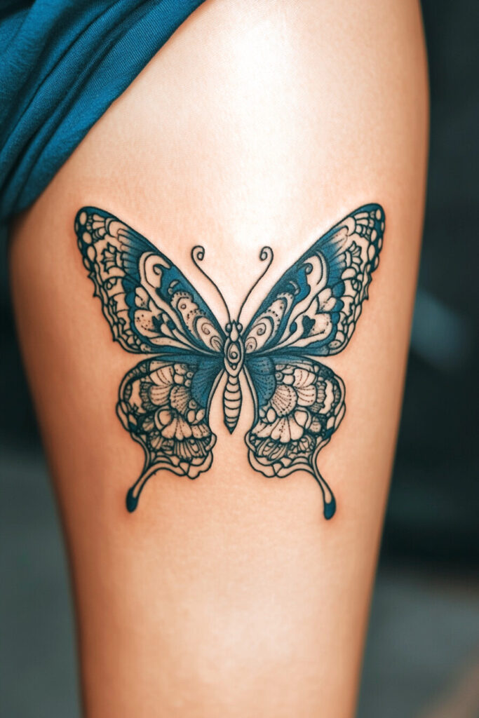 30 Captivating Blue Butterfly Tattoo Designs for a Touch of Elegance ...