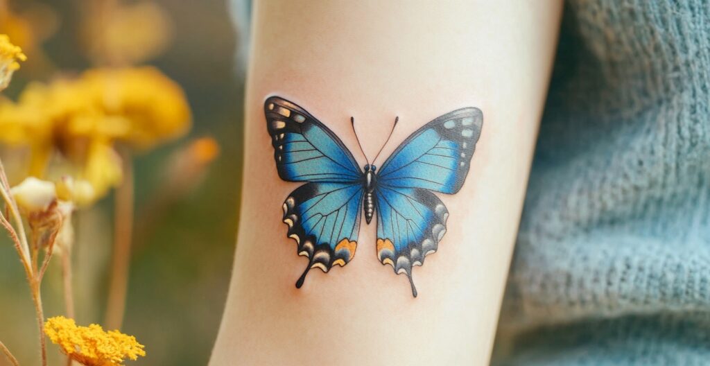 30 Captivating Blue Butterfly Tattoo Designs for a Touch of Elegance ...