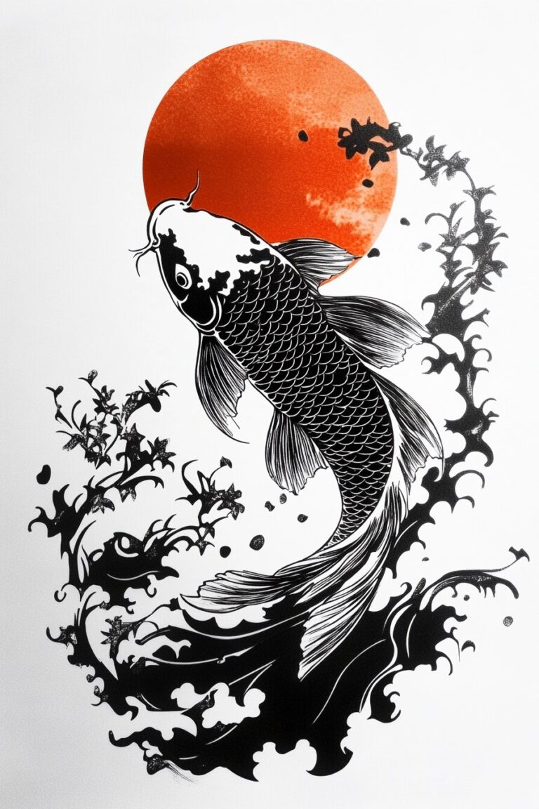 30 Creative Koi Fish Tattoo Stencil Designs for Your Next Ink – Refined ...