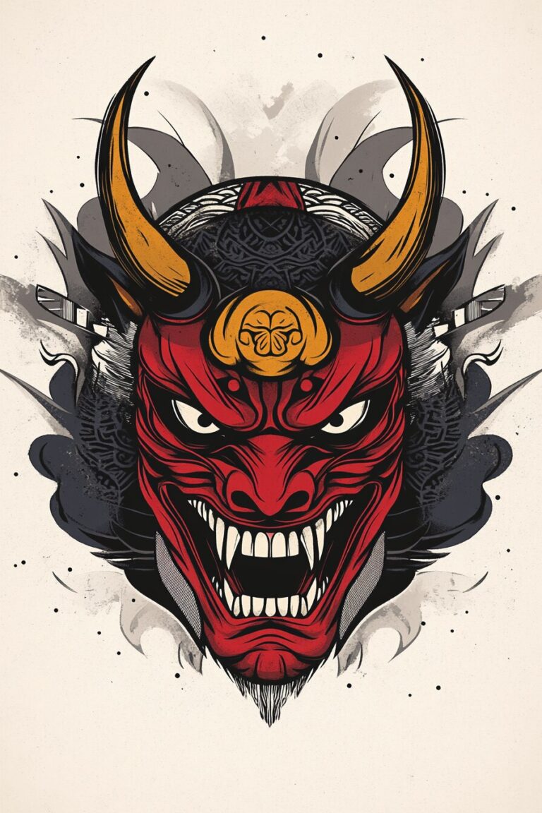 50 Oni Mask Tattoo Design Ideas That Channel Ancient Japanese Spirits ...