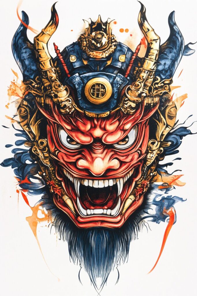 50 Oni Mask Tattoo Design Ideas That Channel Ancient Japanese Spirits ...