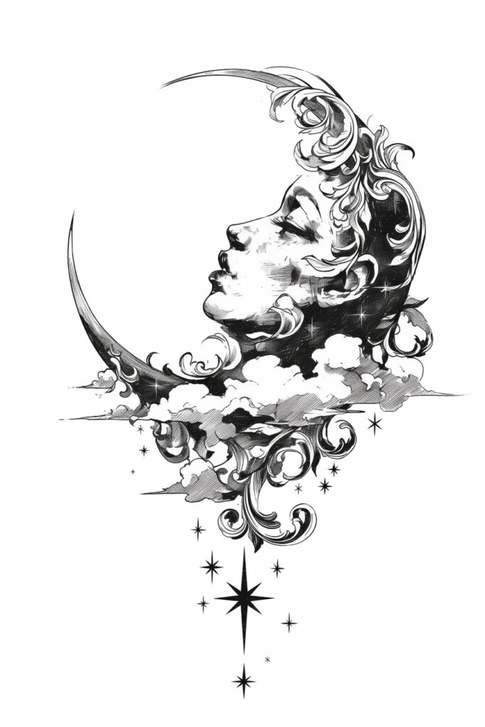 50 Unique Moon Tattoo Stencils Perfect for Every Style – Refined ...